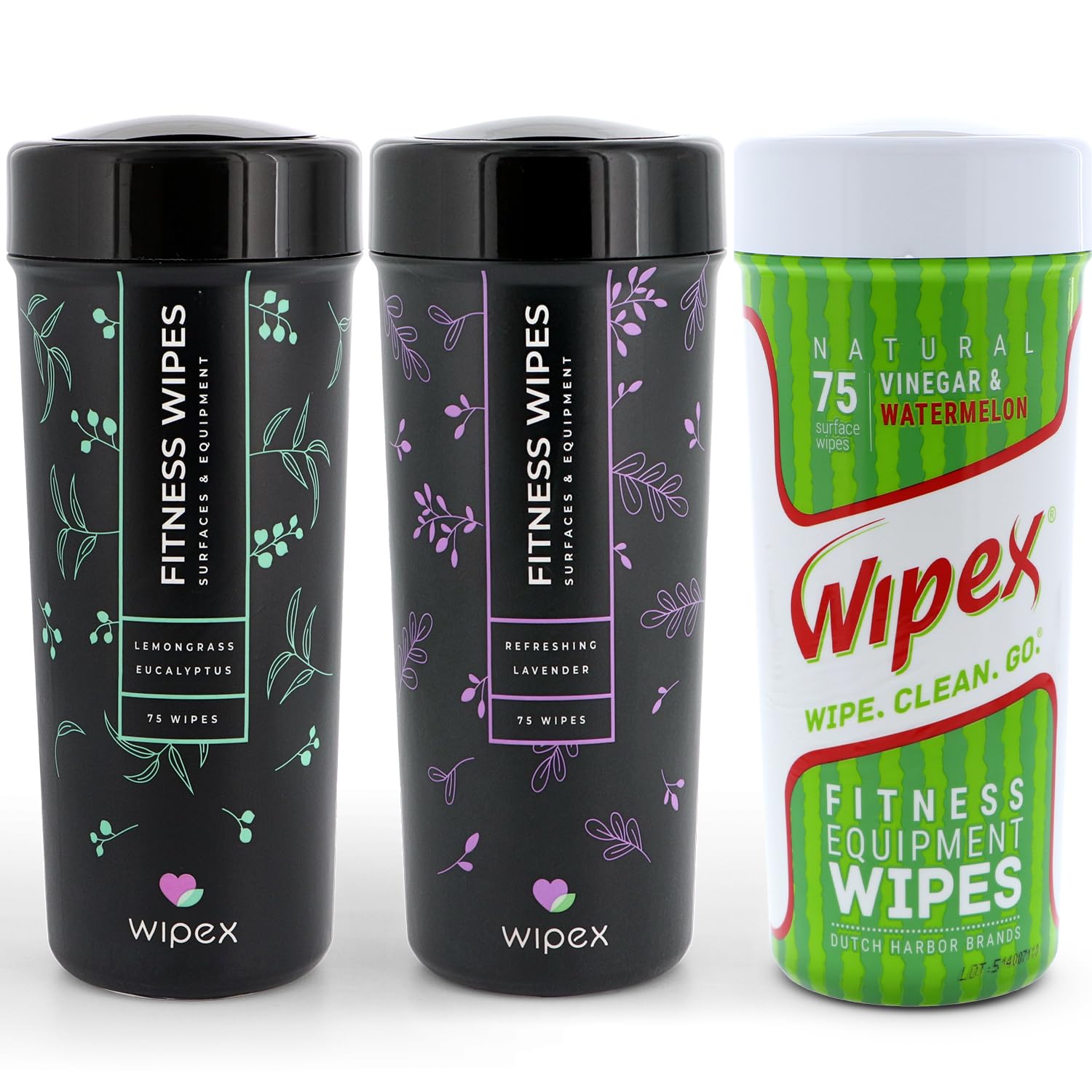 Wipex Natural Gym Fitness Equipment Wipes Variety Pack - Includes Lavender, Watermelon & Lemongrass - 3pk, 225 Wipes