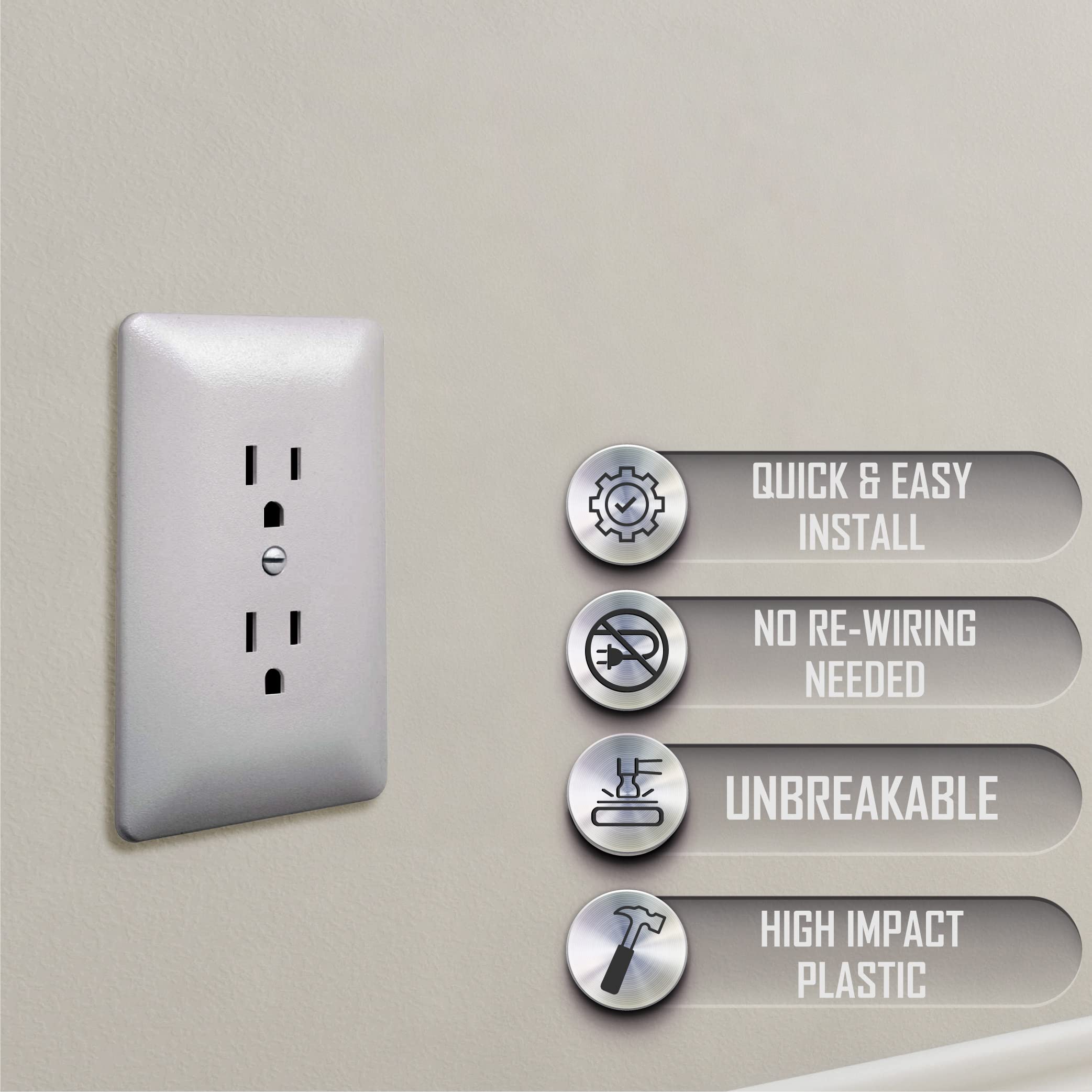 TayMac MW2000W Masque 2000 Series 1-Gang Nonmetallic Decorator Style Duplex Cover-Up Wall Plate, White, 5-Pack