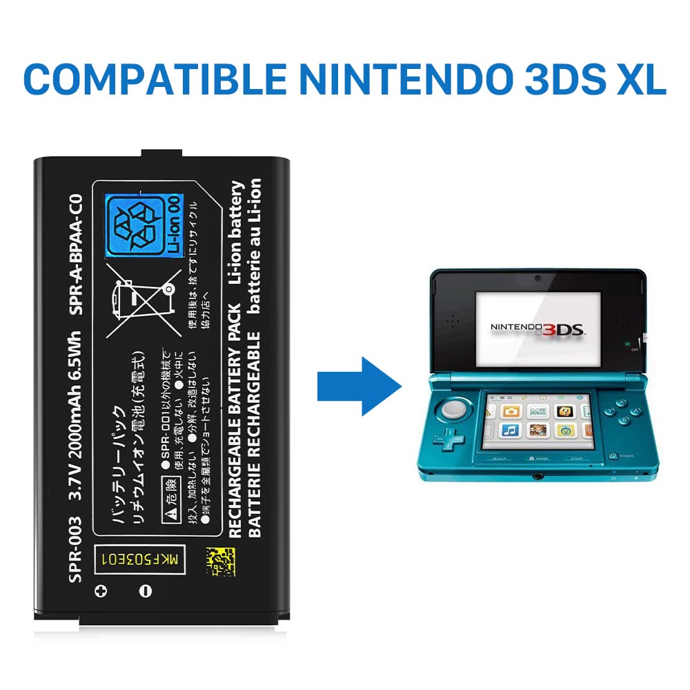 Taeozi 2000mah Replacement Battery SPR-003 Compatible with Nintendo 3DS XL and New 3DS XL