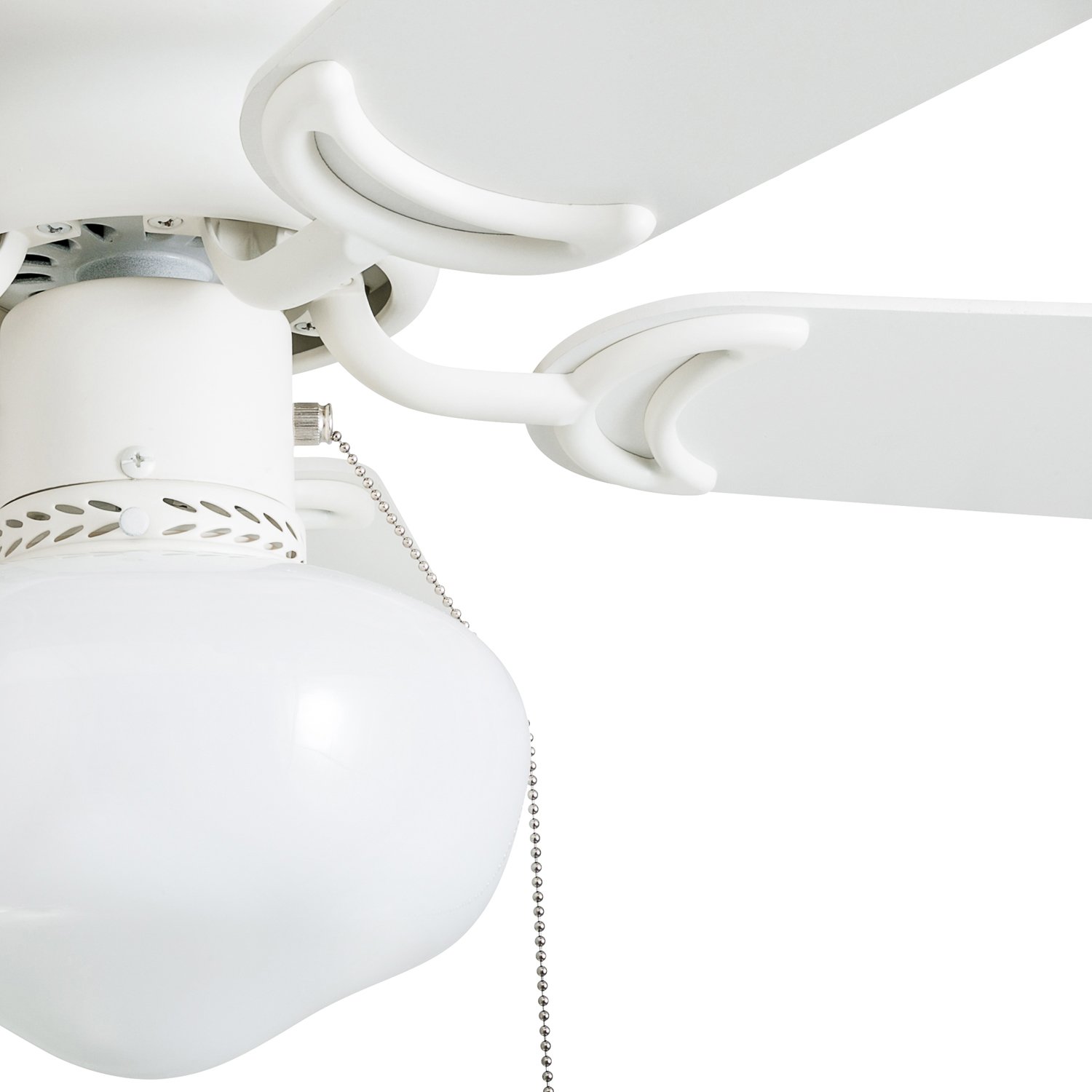Prominence Home Hero, 28 Inch Traditional Flush Mount Indoor LED Ceiling Fan with Light, Pull Chain, Dual Finish Blades, Reversible Motor - 41530-01 (White)