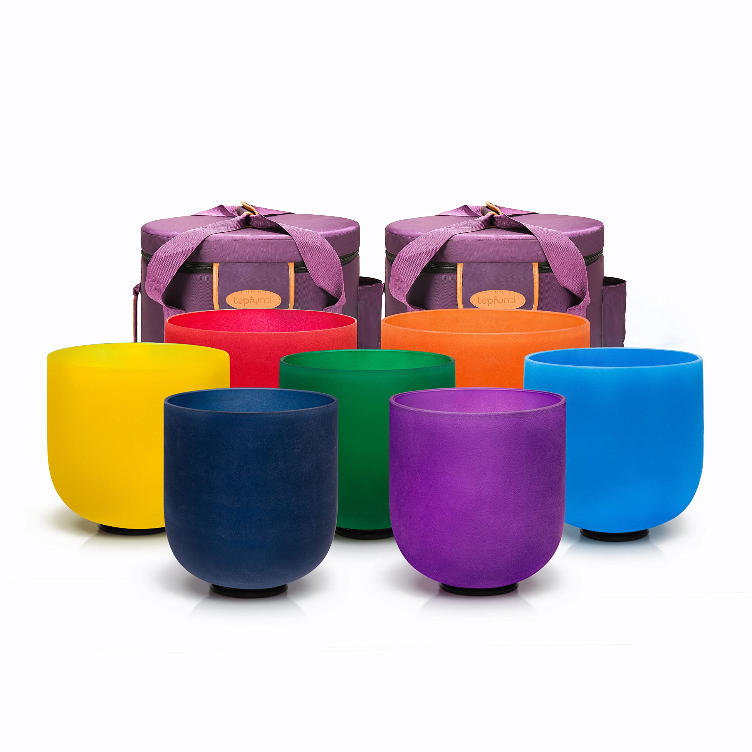 TOPFUND F Note Crystal Singing Bowl Heart Chakra 8 Inch with Heavy Duty Carrying Case and Premium Suede Striker
