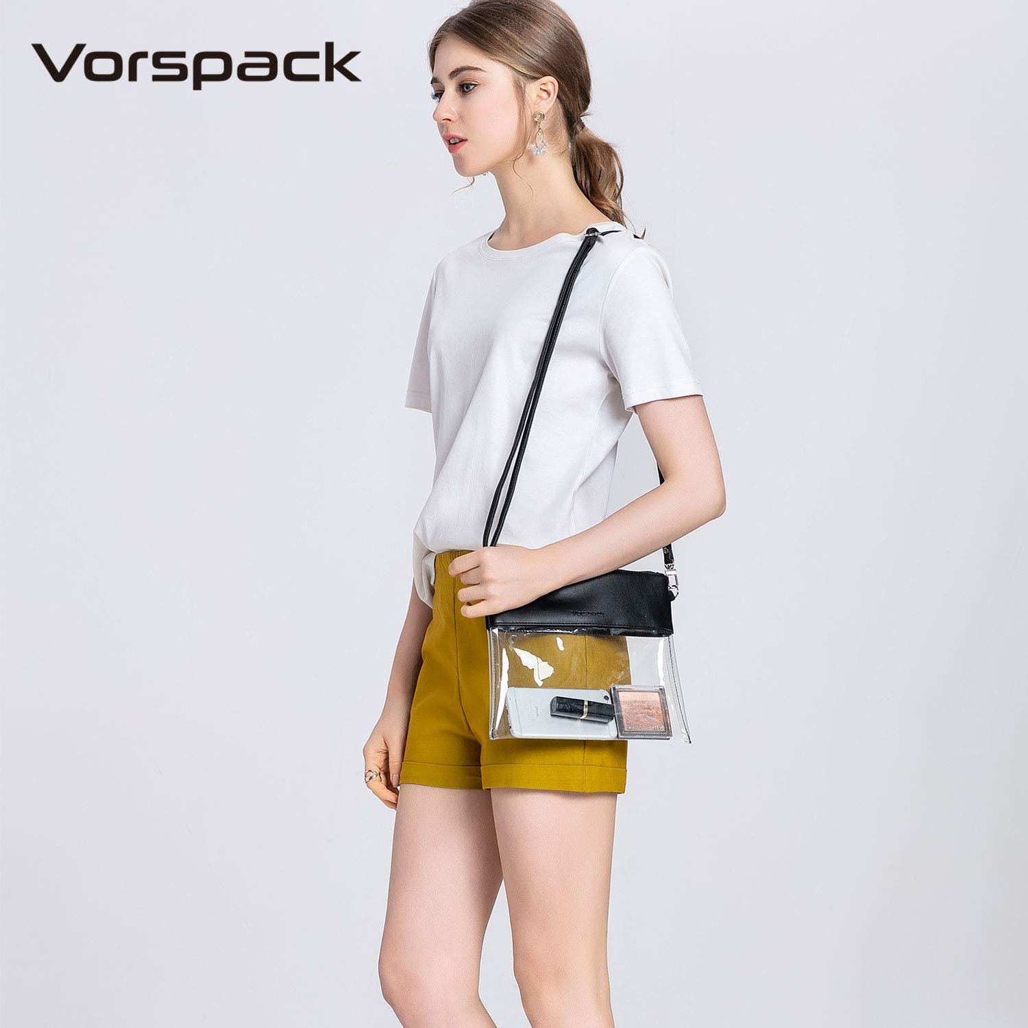 Vorspack 2 Packs Clear Purse Stadium Approved Clear Bag with Inner Pocket for Sport Events Games Concert