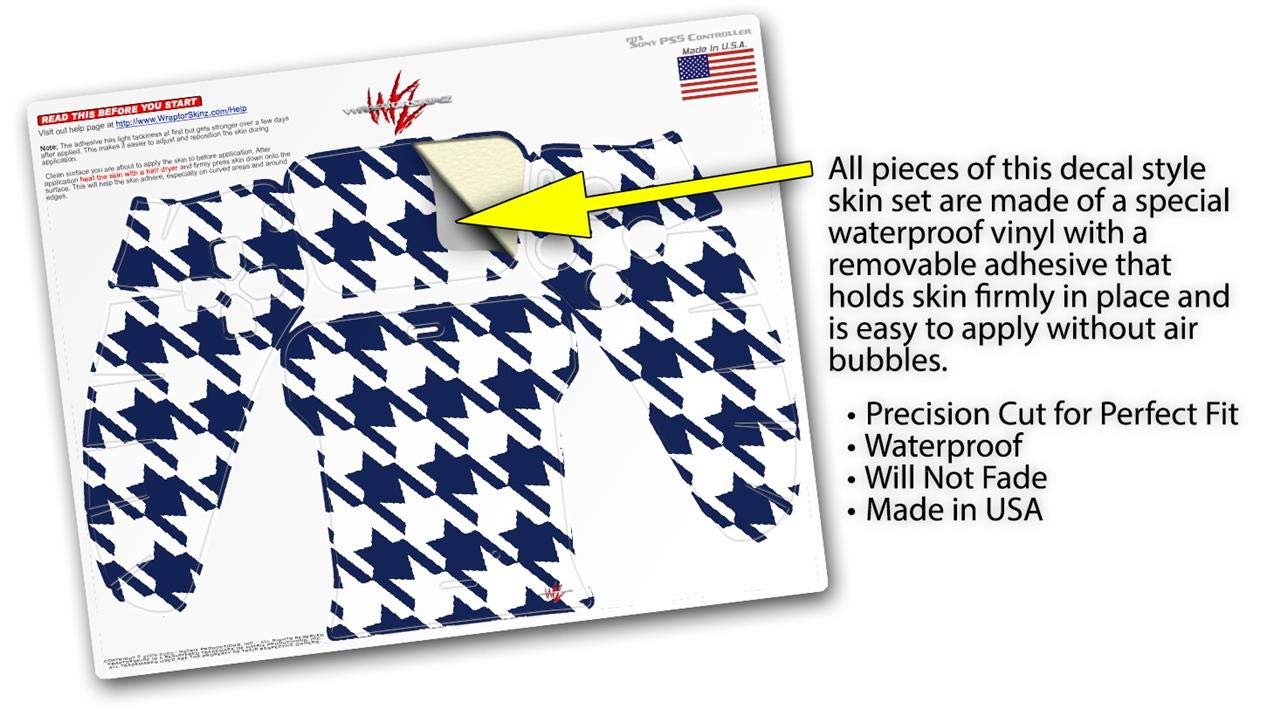 WraptorSkinz Skin Wrap compatible with Sony PS5 DualSense Controller Houndstooth Navy Blue (CONTROLLER NOT INCLUDED)