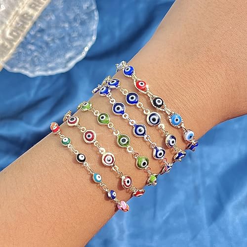 choice of all Evil Eye Bracelet for Women,14K Gold Plated Turkish Blue Eye Chain Bracelets for s Christmas (Blue)