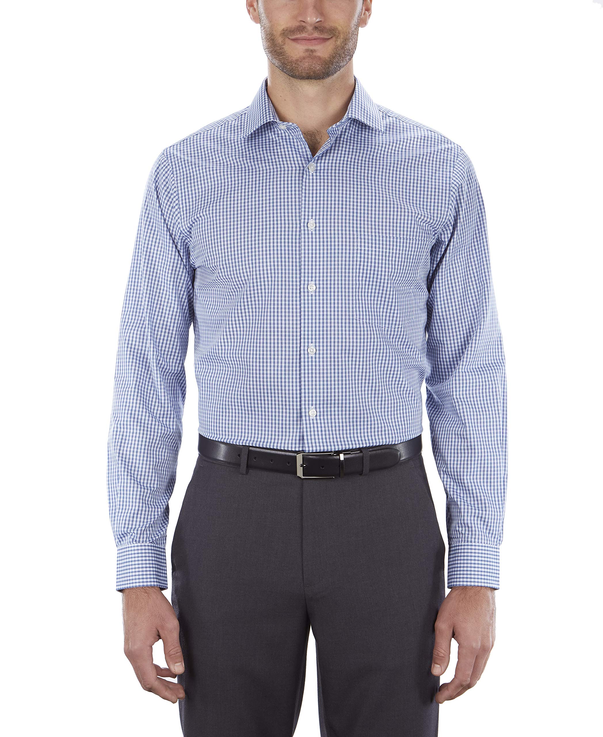 Van Heusen mens Regular Fit Flex Collar Check Dress Shirt, Midnight, 15.5 Neck 32 -33 Sleeve Medium US
