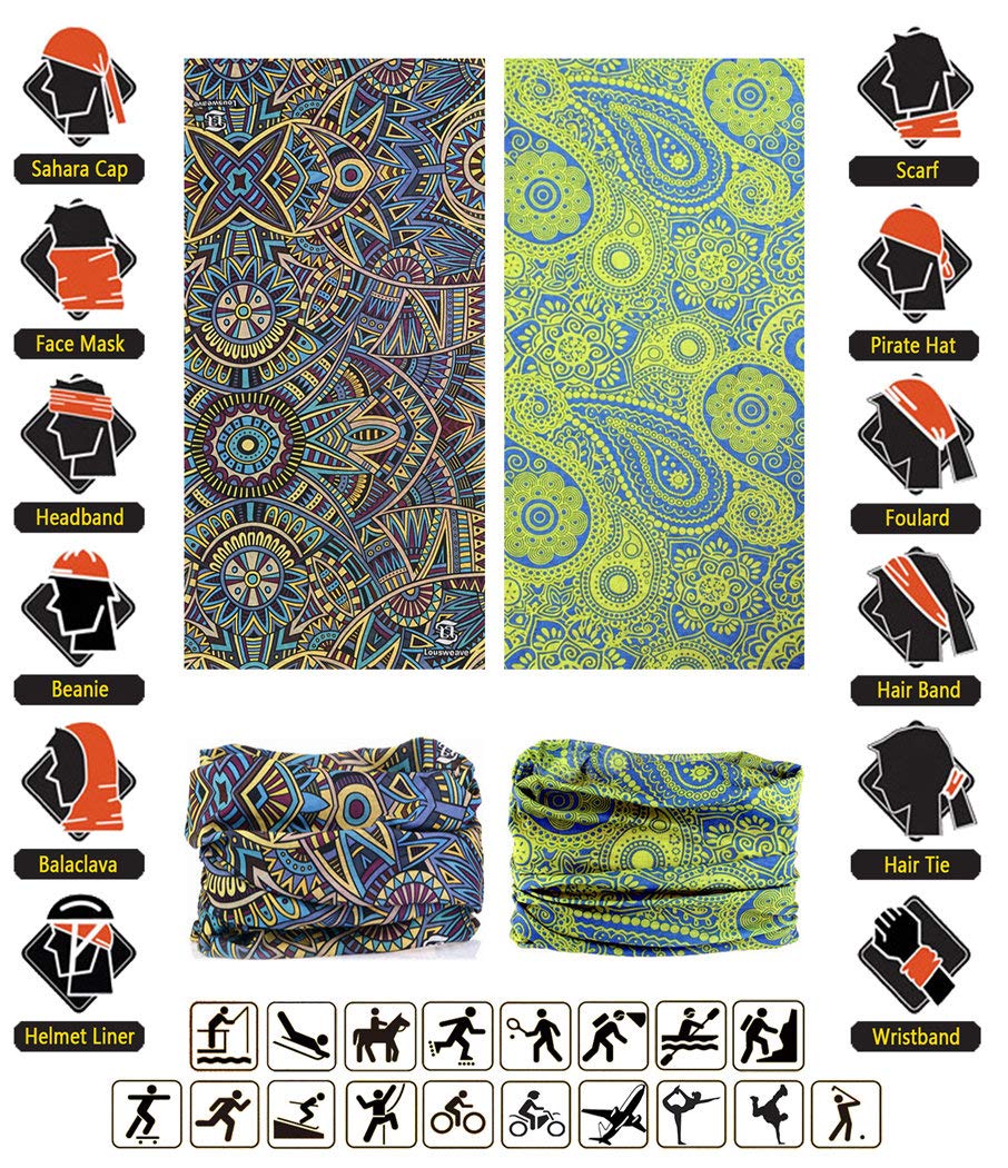 VANCROWN Head Wrap Headband Headwear Neck Gaiter Face Mask Magic Scarf Balaclava Bandana