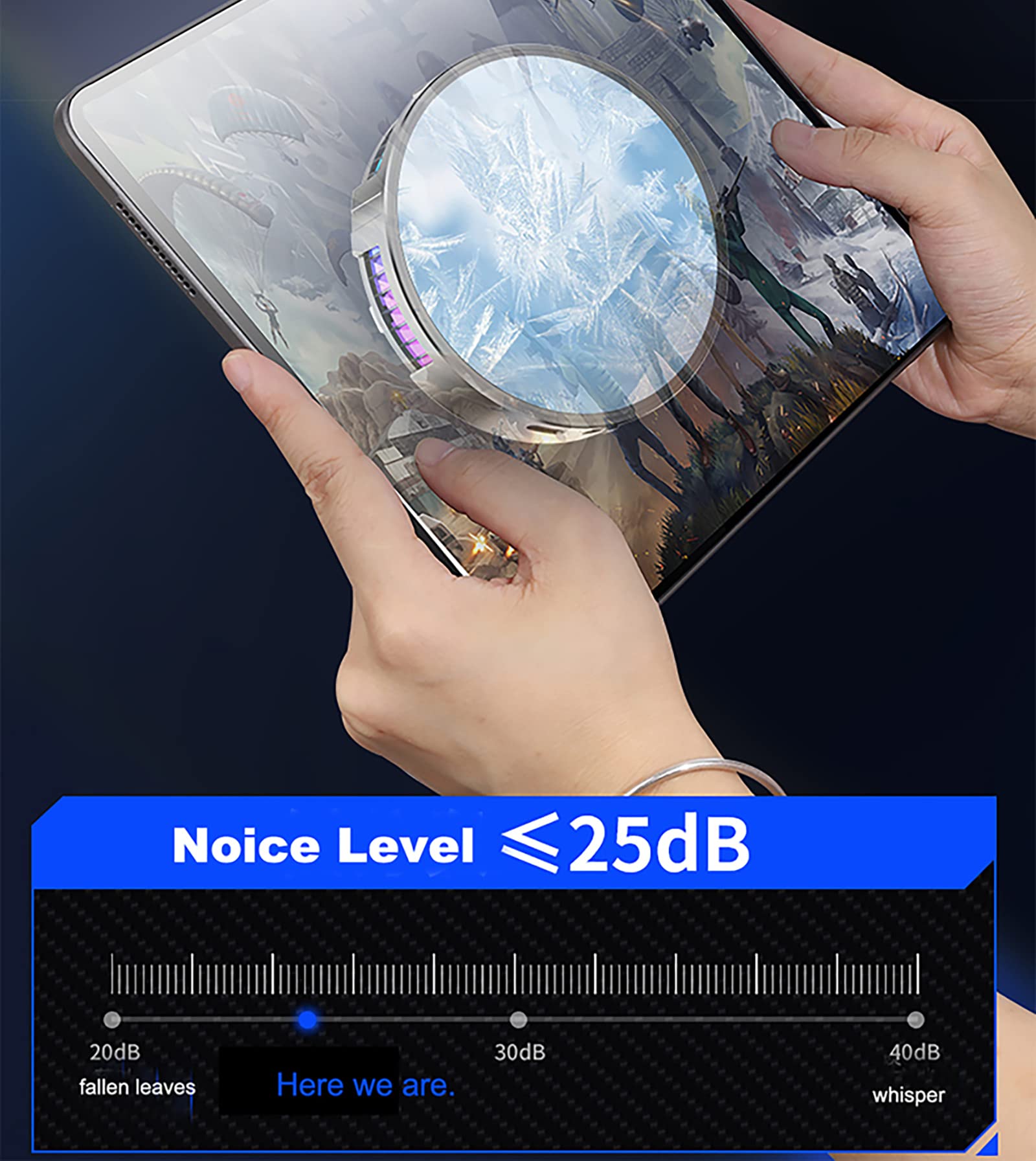 TEESSO iPad Cooler, Upgrated 3.9 inch Diameter Magnetic Tablet Cooler, ipad Cooling pad Phone Cooling Fan 27W Power Driver, Temperature Display Radiator for iPhone iPad Portable Laptop Cooler
