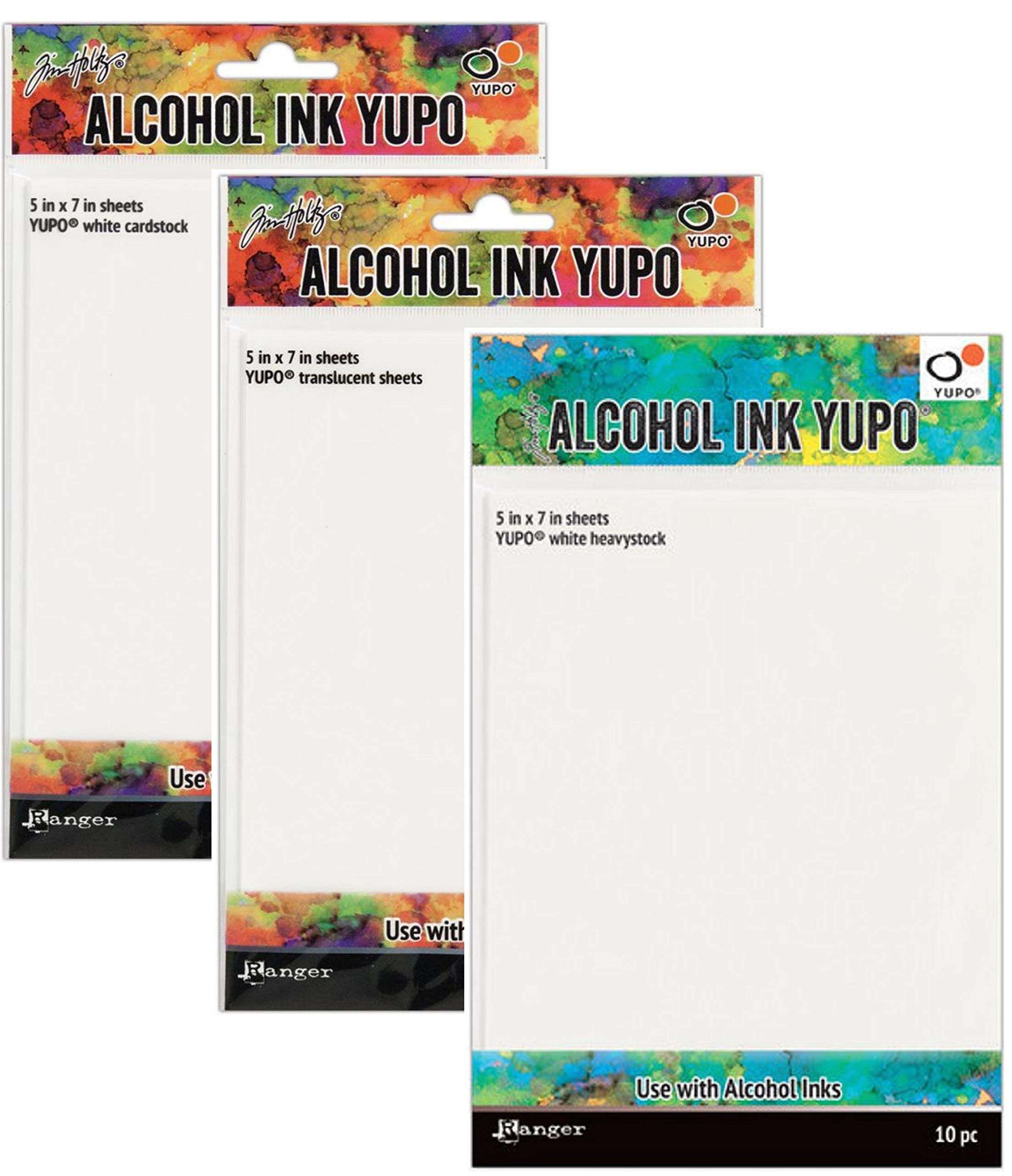Tim Holtz Bundle of 3 Packages of Yupo Paper, White Heavystock, White Cardstock, Translucent Sheets, 10 (5”x7”) Sheets Each Package