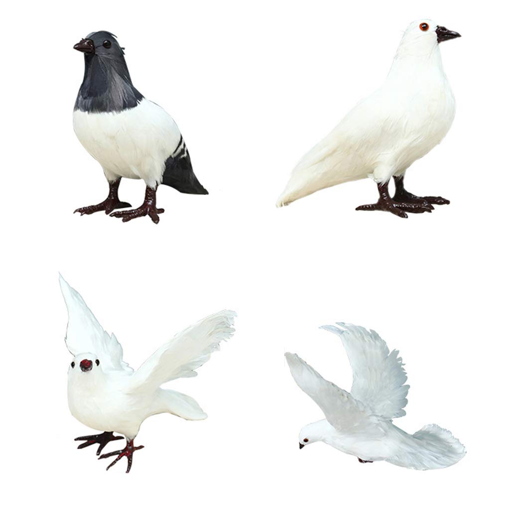 tegongse White Simulation Bird, Artificial Foam Feather Pigeon Ornaments Decorative Fake Doves for Home Garden Wedding Decoration Party