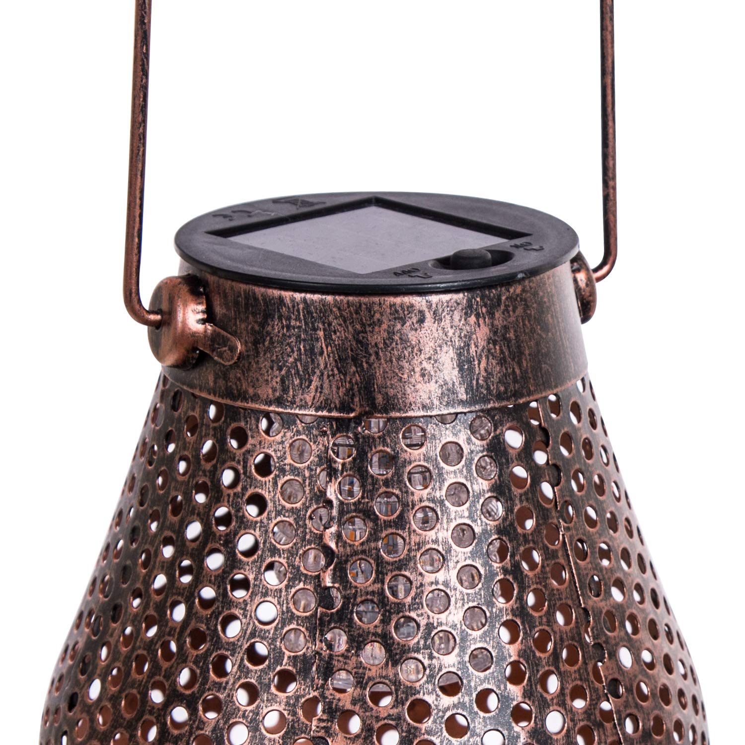 Solar Tabletop Lanterns Decorative Solar Lantern Hanging Retro Hollow Lights Metal Waterproof Table Lamp with Handle for Outdoor Patio Garden Backyard Decorative,2 Pack