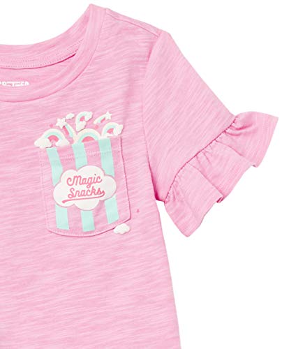 Spotted Zebra Girls' Short-Sleeve Ruffle T-Shirts, Pack of 2, Light Pink Magic/Pink Diamond, Medium