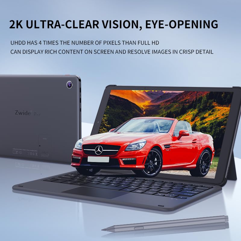 Zwide Pad 2in1 Computer Tablet with Windows 11, Ultra Slim PC with 10.5" Incell Full HD(1920x1200) Displayed by IPS Screen, N4120 Quad-Core CPU and 8GB LPDDR4 with 87% NTSC