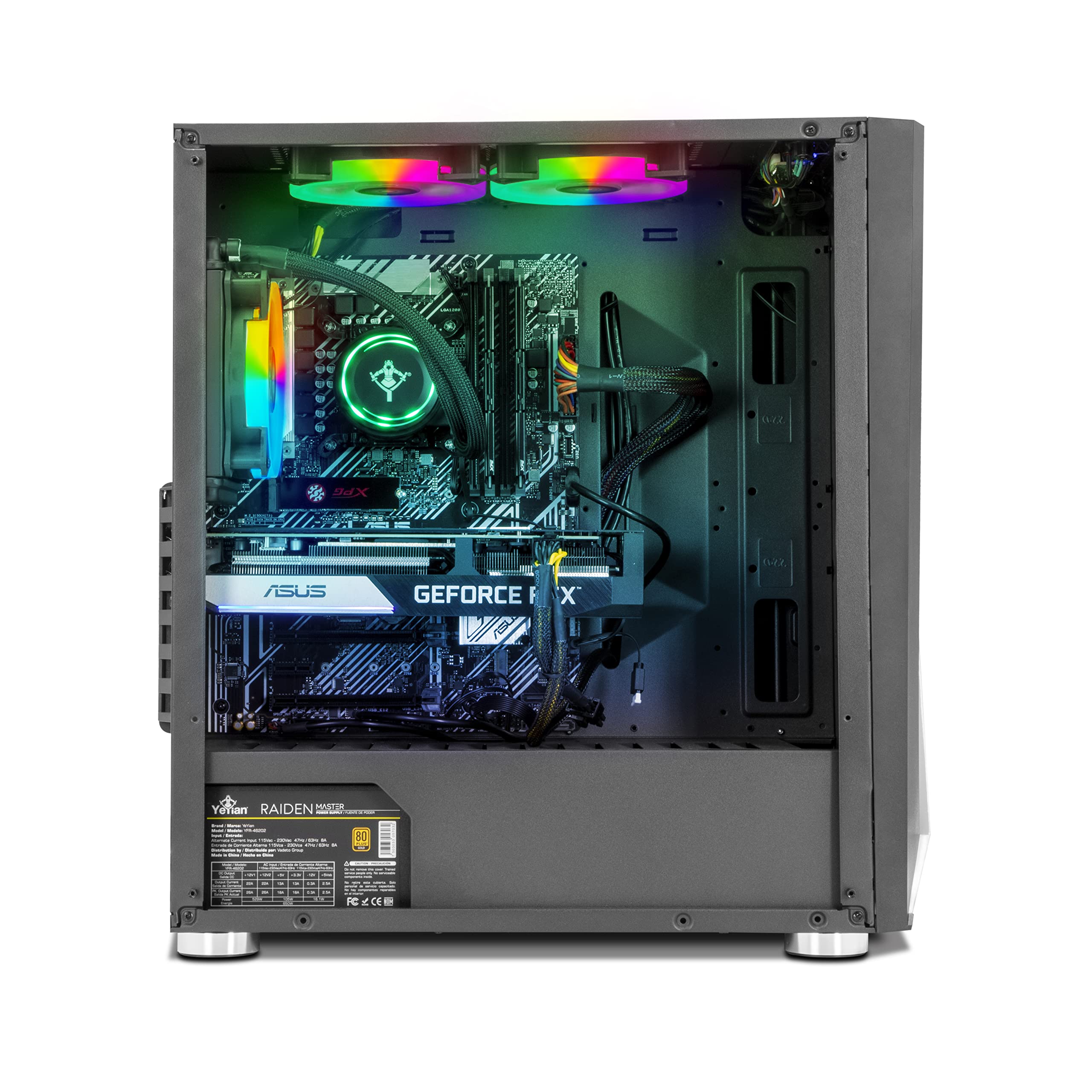 YEYIAN Kunai X12 Gaming PC Desktop Computer, Intel i7-11700F 8-Core 2.5GHz, GeForce RTX 3060 Ti 8GB GDDR6, 1TB NVMe SSD, 16GB DDR4 3200MHz, ARGB Fans, Windows 11, WiFi 5, BT 5.0, 650W Gold PSU