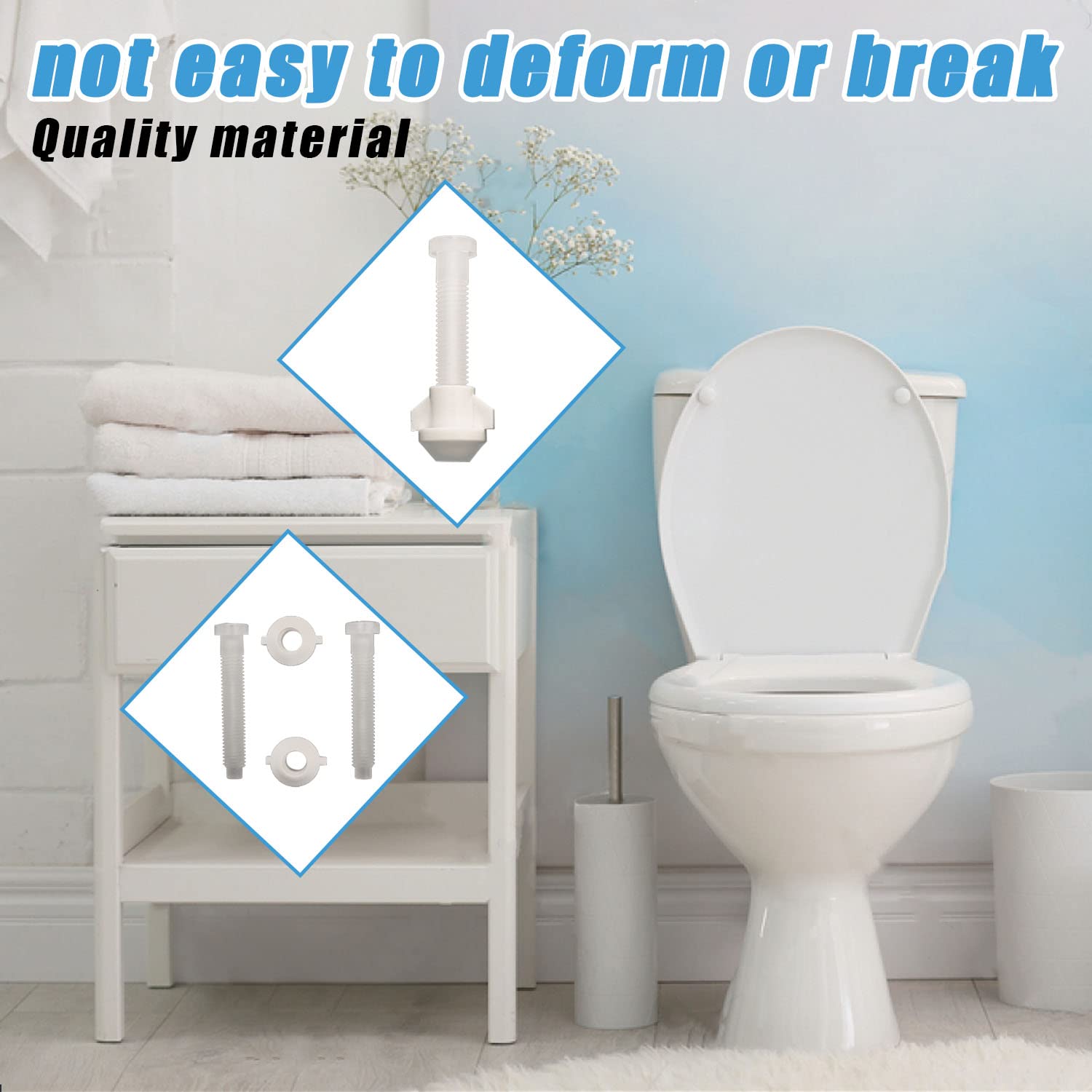 Toilet Seat Parts, Including Screw and Nut,Replacement Plastic Toilet Seat Hinges, For Top Mount Toilet Seat Hinge, 2 Pack (White)