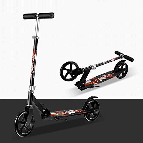 ZAIHW Scooter for Adults/Teens, Big Wheels Scooter Easy Folding Kick Scooter Durable Push Scooter Support 220lbs Suitable for Age 8 Up Kids (Color : Black)
