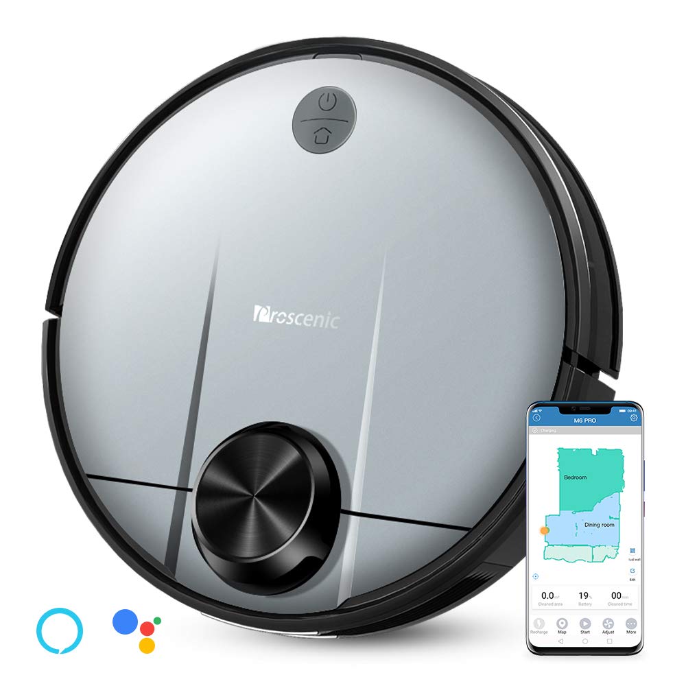 Proscenic M6 PRO Wi-Fi Connected Robot Vacuum Cleaner and Mop, Alexa & Google Home& App Control, Lidar Navigation, Robotic Vacuum with Mapping, 2600 Pa Suction and Selective Room Cleaning (Renewed)
