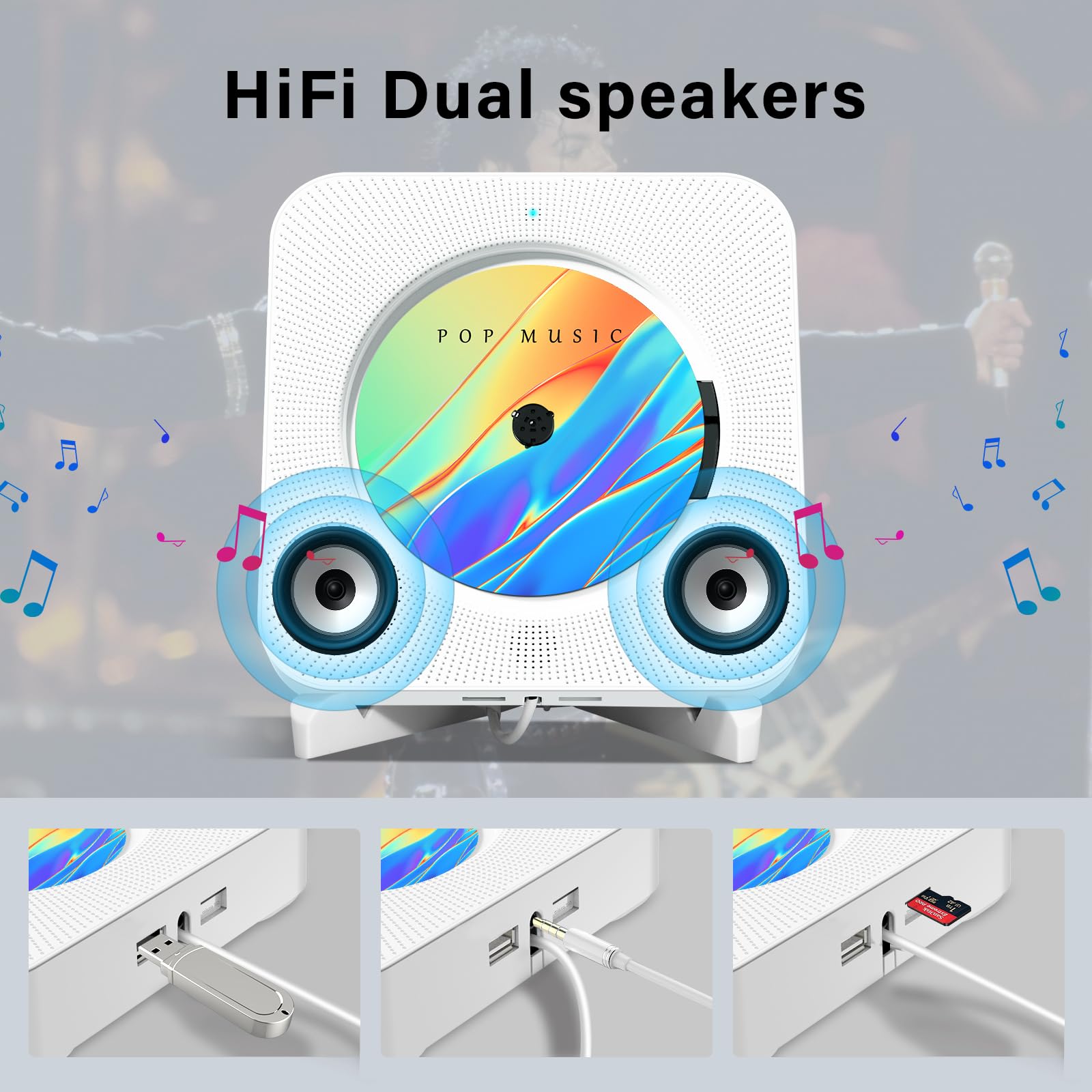 ZYOKATA CD Player Portable with Bluetooth 5.1 Desktop Music CD Player with Remote Control, Boombox, FM Radio, LED Screen, Support AUX/USB Headphone Jack for Home