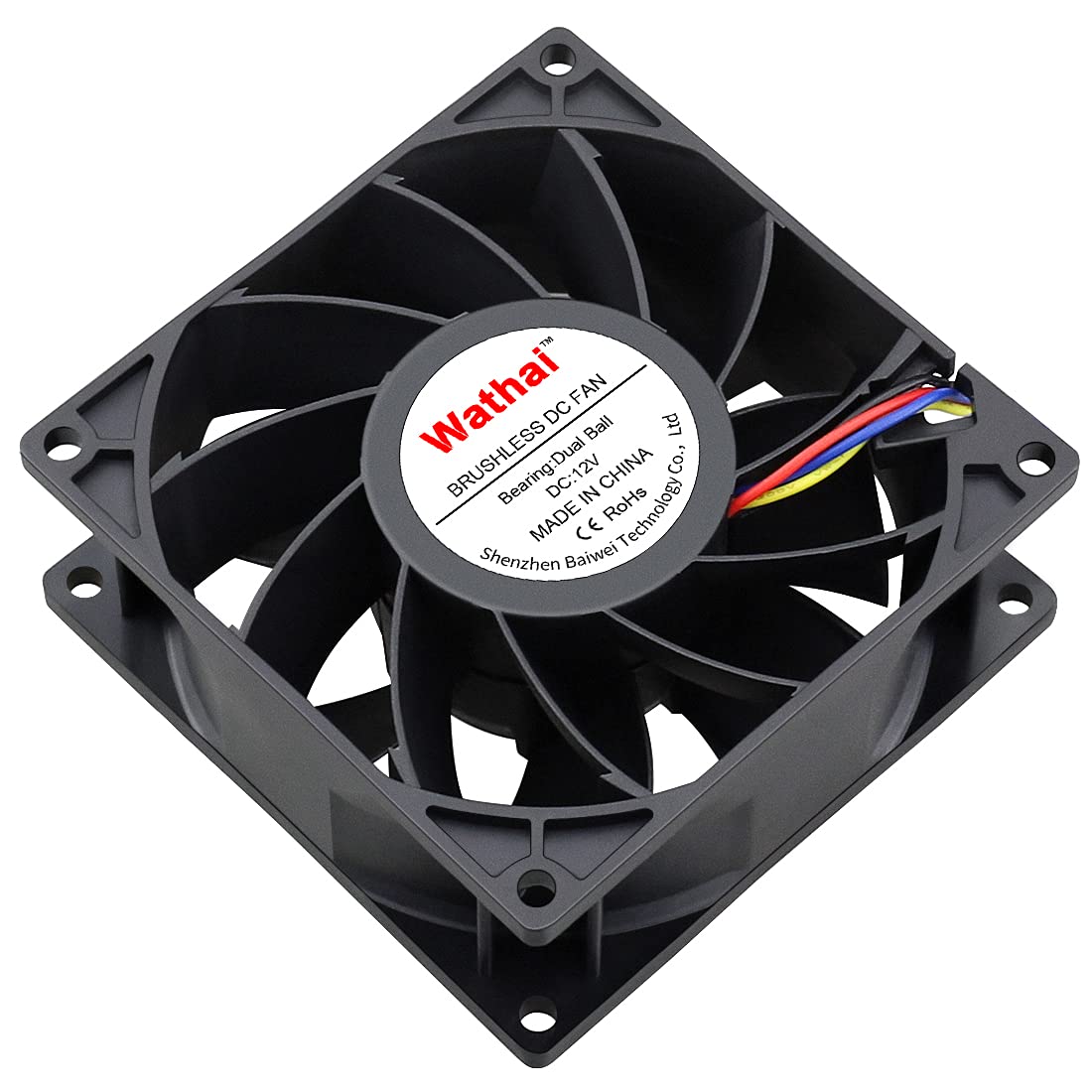Wathai 92mm x 38mm 90mm Dual Ball 12V High Airflow Fan DC High Speed Pressure Cooling Fan