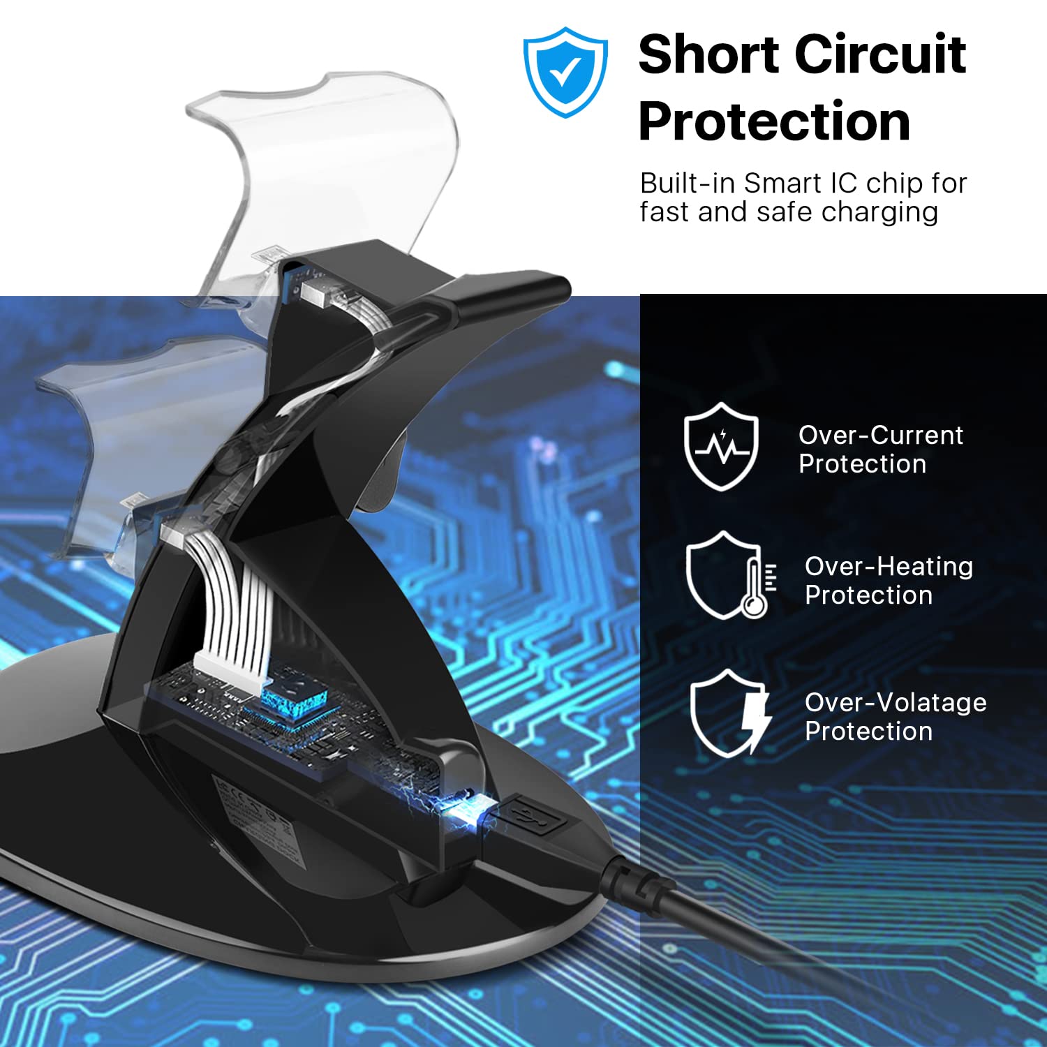 TNP PS4 Controller Charger - Dual Charging Station for Playstation 4 Controller Charger with LED Indicator and IC Protection - Fast Dual USB Dualshock 4 Charger Stand