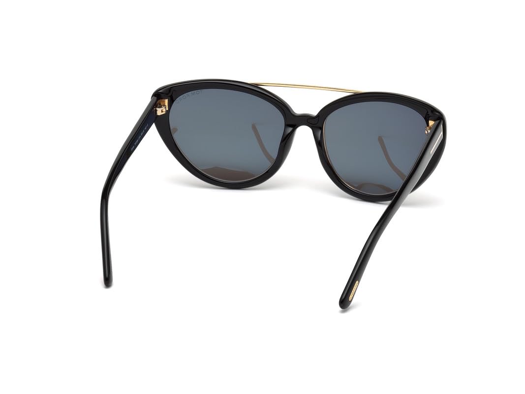Tom Ford Edita Sunglasses FT0384 01A, Black and Gold Frame, Grey Lens, 58