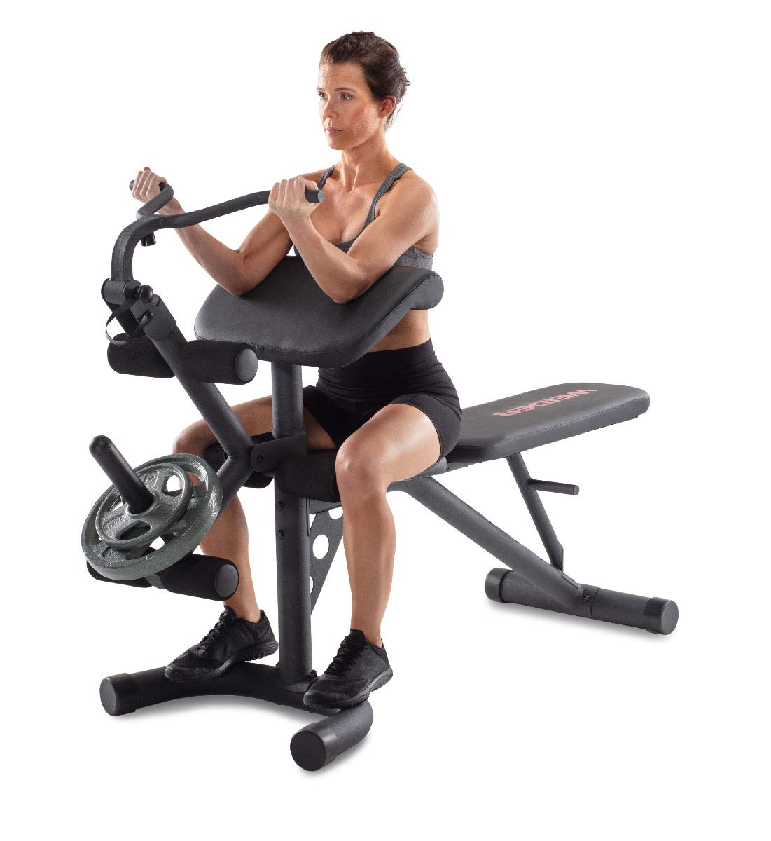 Weider XRS 20 Olympic Workout Bench with Independent Squat Rack and Preacher Pad