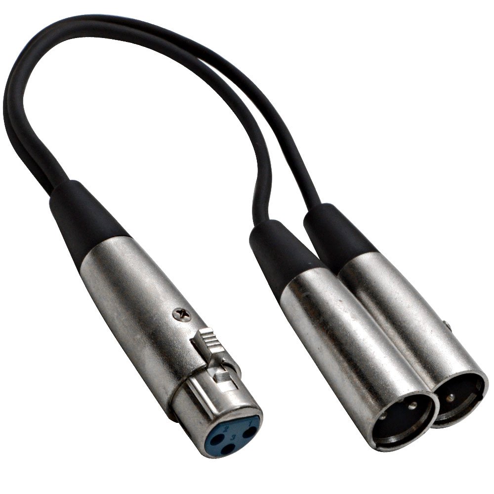 Seismic Audio Speakers Splitter Patch Cable, 1 XLR Female to 2 XLR Male, 1 Foot, Pack of 4