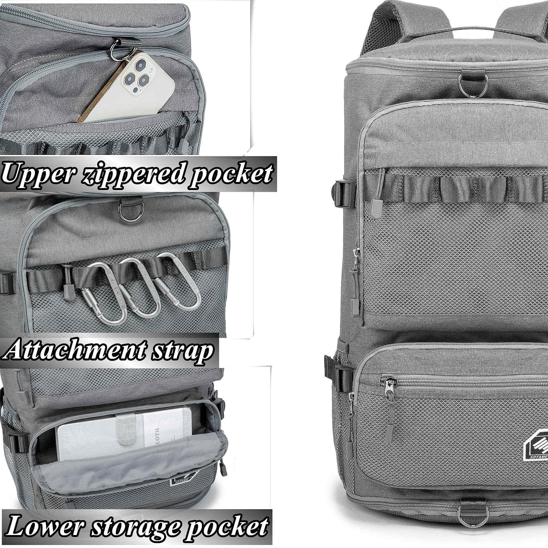SDTAME Gym Duffle Bag Backpack with Shoe Compartment,4 ways Travel Backpack for Women and Men,Multi-Functional Weekender Backpack with Waterproof for Fitness, Travel,Camping(grey)
