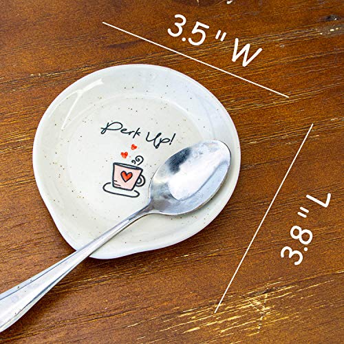 VILIGHT Spoon Rests for Coffee Cups - Coffee Bar Accessories Coffee Table Décor - Gift for Women Men - Perk Up