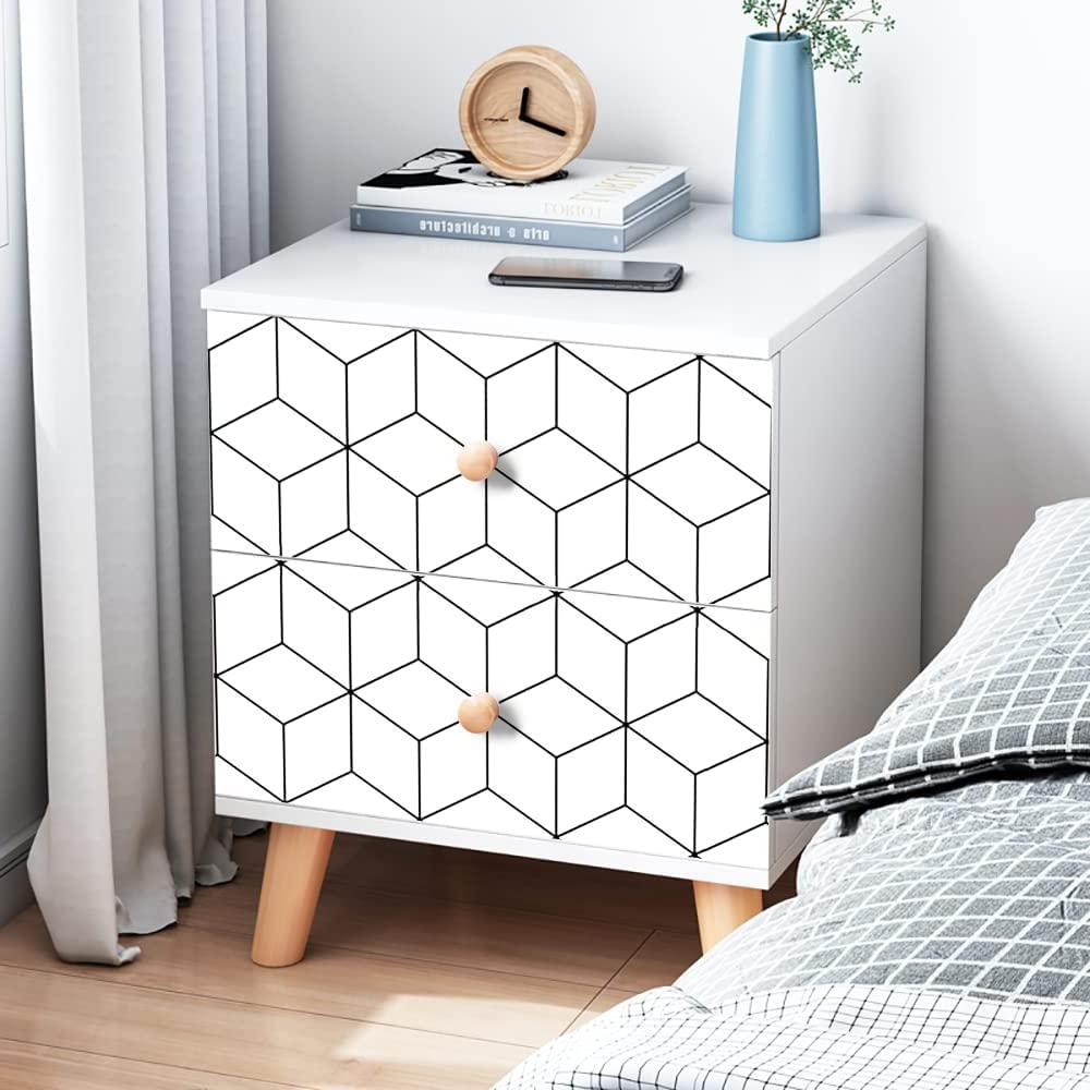 Yifasy Shelf Liner Black Cube Self-Adhesive Drawer Paper Furniture Protector Redo L Shaped Desk 118x17.7 Inch