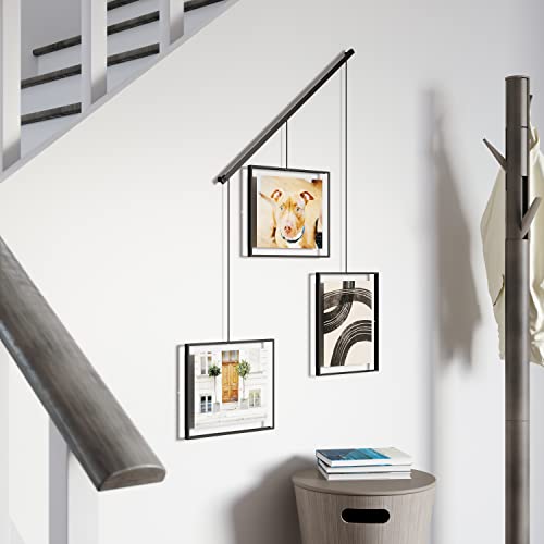 Umbra Exhibit Picture Frame Gallery Set, Adjustable Wall Collage Displays Three 8x10" Photos, Set of 3 Large, Black