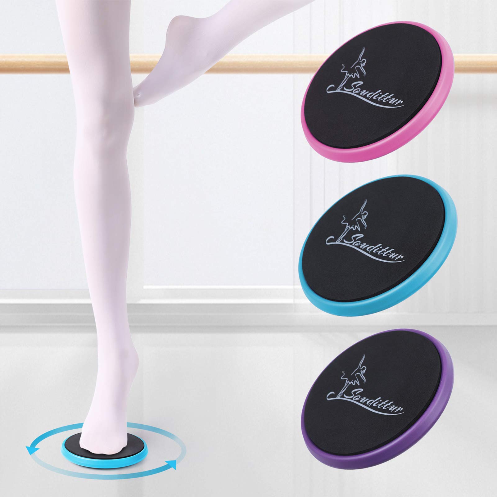 Soudittur Dance Turning Board Ballet Disc for Dancers, Gymnastics and Ice Skaters, Help to Improve Turns, Balance, Spotting, Stability (Blue)