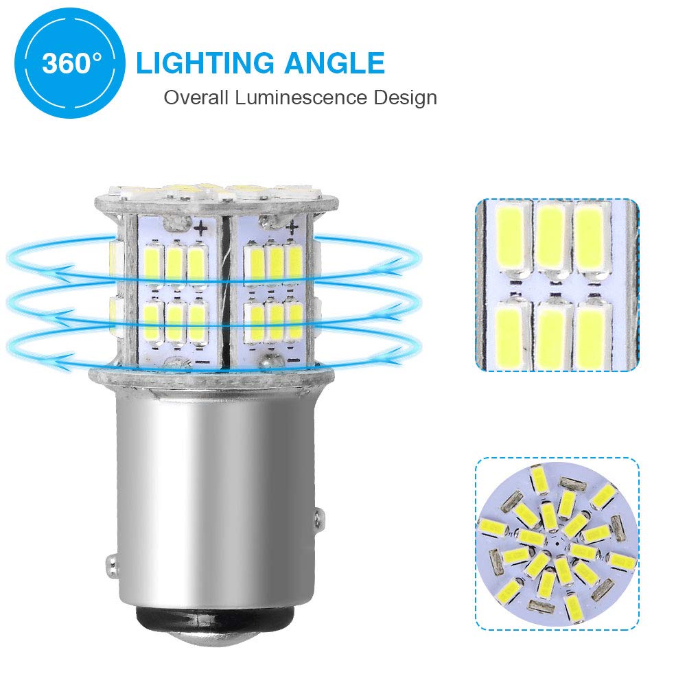 YITAMOTOR 12V 1157 LED Bulb White, 54SMD 650 Lumens, BAY15D 7528 2357 2057 LED Replacement Light Bulbs for Brake Tail Running Parking Backup Light for Car RV Motorcycle Boat, 2-Pack
