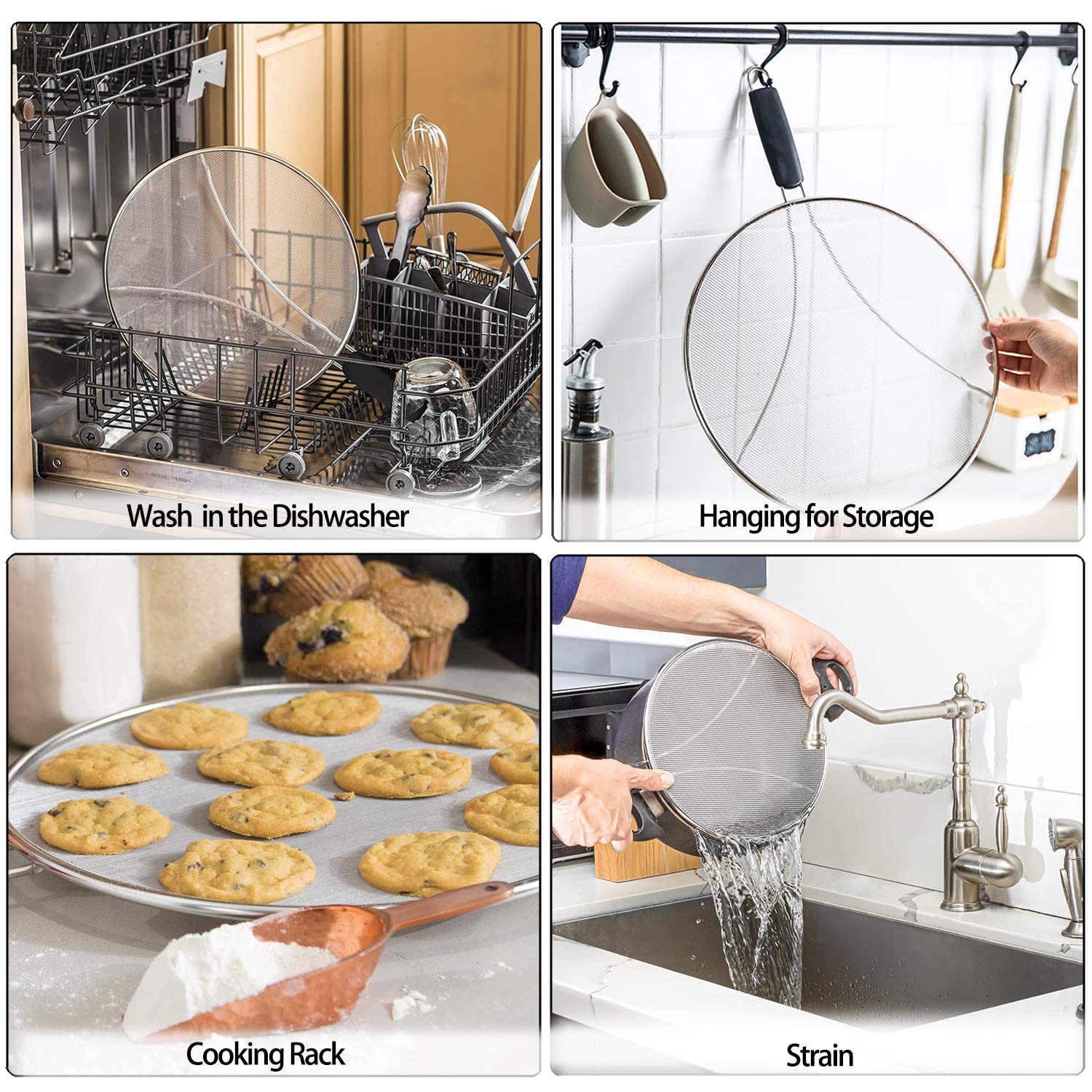 Telison Splatter Screen for Cooking 13 Inch, Block 99% Hot Oil, Stainless Steel Splatter Screen for Frying Pan, Heavy Duty and Easy to Clean