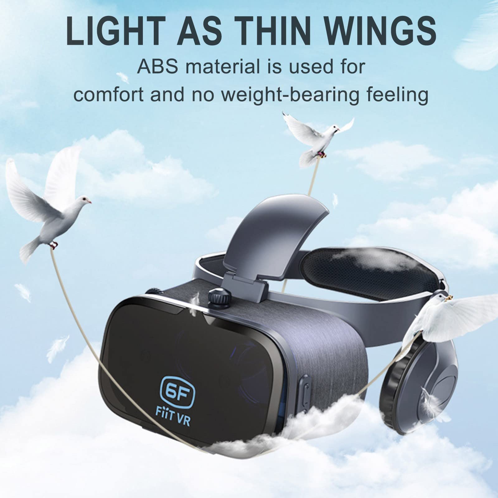 VR Digital Glasses 3D VR Headsets Stylish and Comfortable VR Headsets Anti-Blue Light, 55mm High-Definition VR Headsets Compatible with iOS& Android
