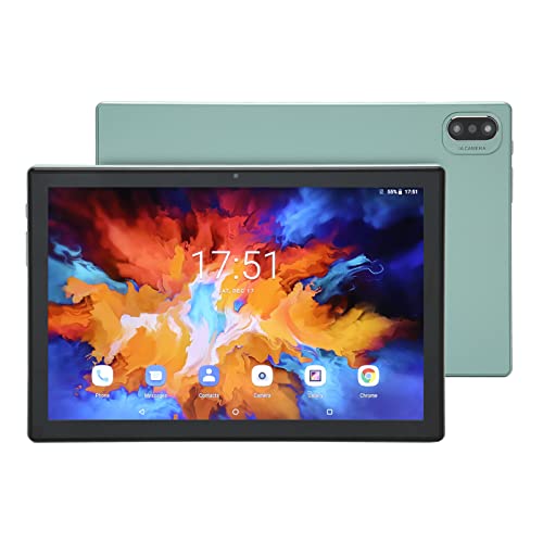 Zyyini Tablet for Android 11.0 10.1in 12GB RAM 256GB ROG 1920x1200 MT6755 8 Core with Mouse Keyboard 100‑240V US Plug (Green)