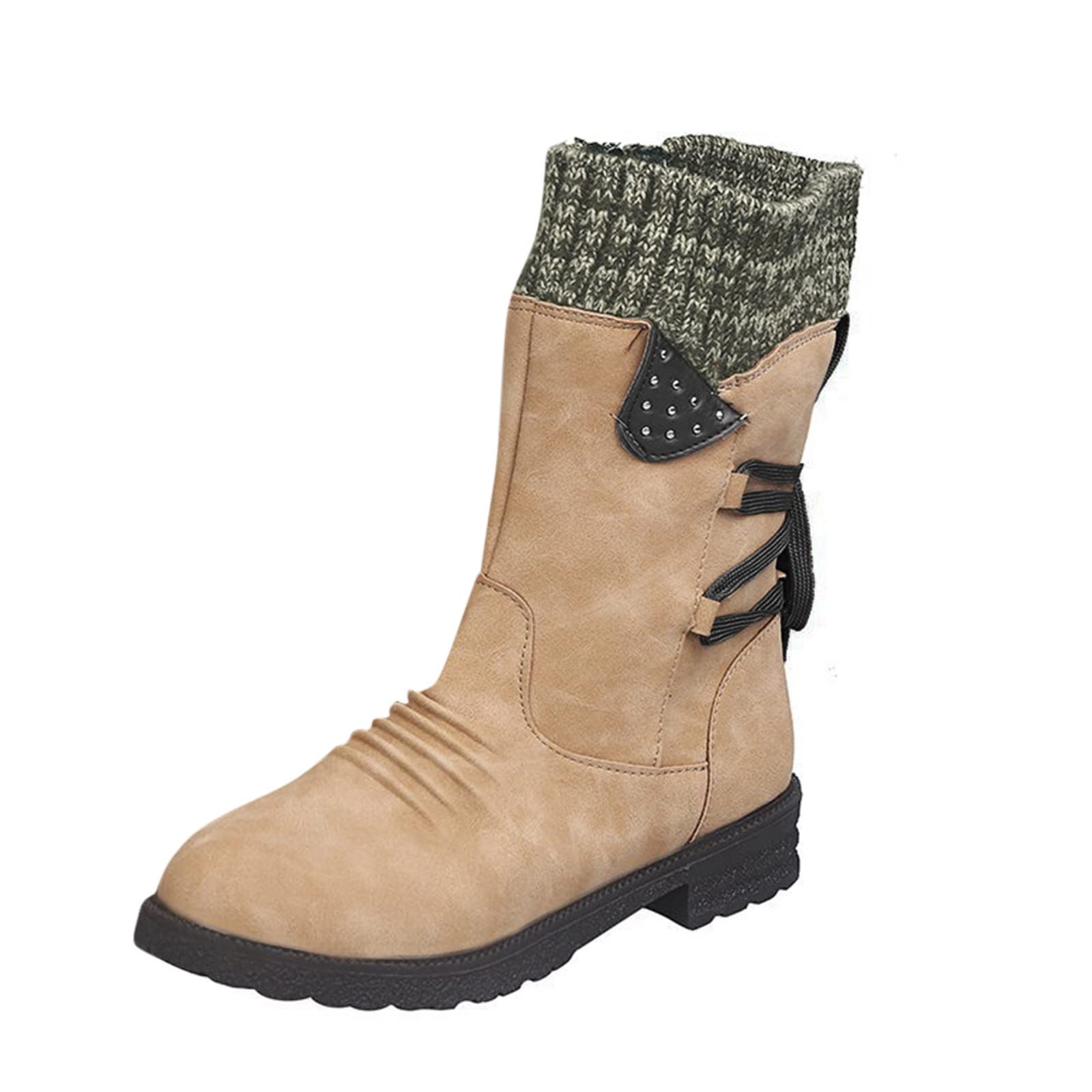 Womens Sandals, Wide Calf Boots for Women Women's Beach Boots Vacation Shoes Size 10 Heels Running Volleyball Boots Low Heel Dress Shoes for Women Khaki