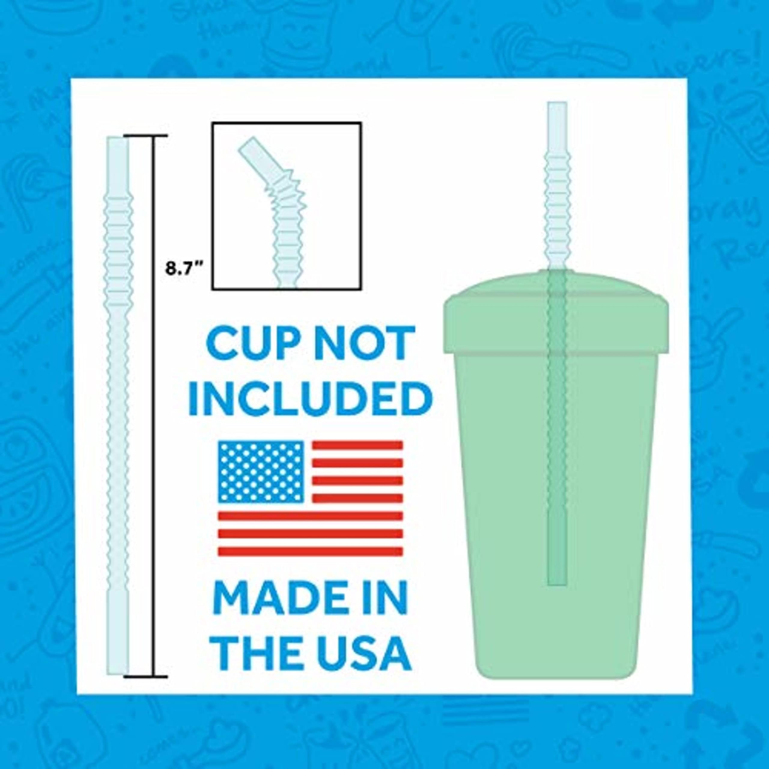 Re-Play 7.375" Reusable Locking Straws with Cleaning Brush, Replacement Straws for Re-Play Straw Cups & Sippy Cups, Dishwasher Safe - Silicone Straws (Pack of 4)