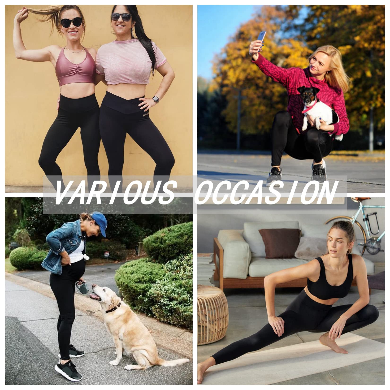 YOLIX 7 Pack High Waisted Leggings for Women, Black Soft Workout Athletic Yoga Leggings