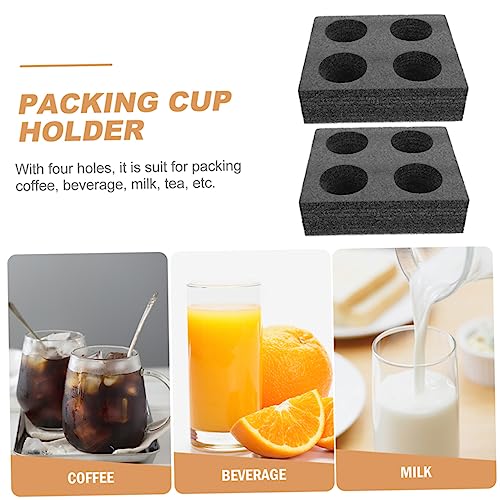 ULTECHNOVO 4 pcs Takeout Cup Holder Takeout Coffee Carrier Disposable Coffee Tray Cup Carrier Tray Beverage Carrier Drink Takeout Holder Cold Drinks Carrier Drink Tray Foam Cup Commercial epe