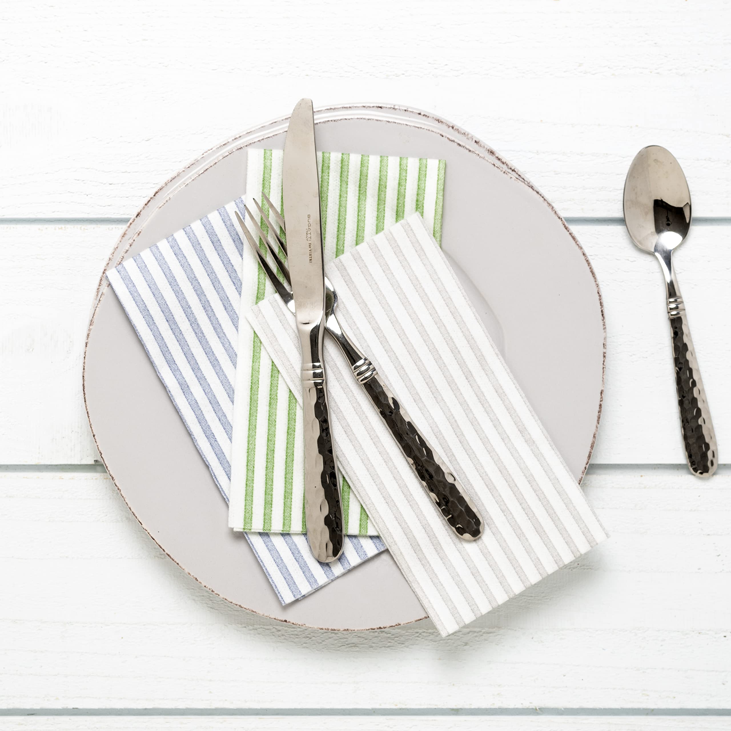 Vietri Martellato 5-Piece Place Setting - Handmade 18/10 Stainless Steel Utensils Set