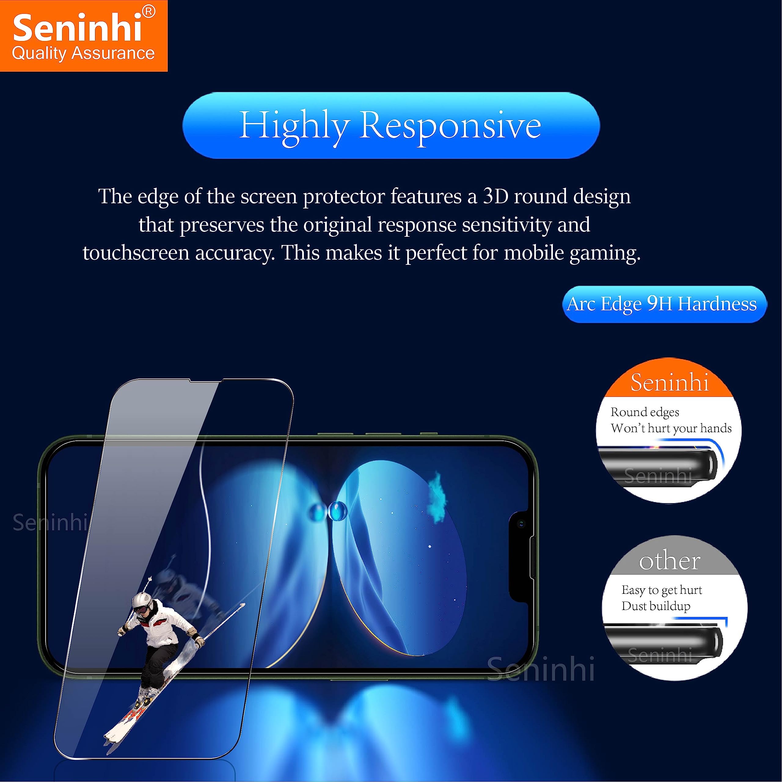 seninhi [3+3Pack] for iphone 13 Pro MAX 6.7inch Screen Protector 3Pack + Camera Lens Protector 3Pack, Tempered Glass Screen Protector [With Easy Installation Frame] [9H Hardness] [Anti-Scratch] [Bubble Free]-Clear
