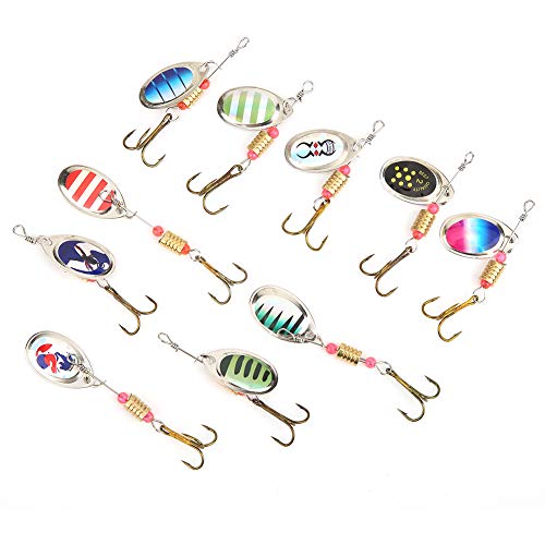 Yeuipea Fish Hook Set, Rotating Metal Sequins Fish Hook Artificial Fishing Lures Bait Fishing Tackle Accessory