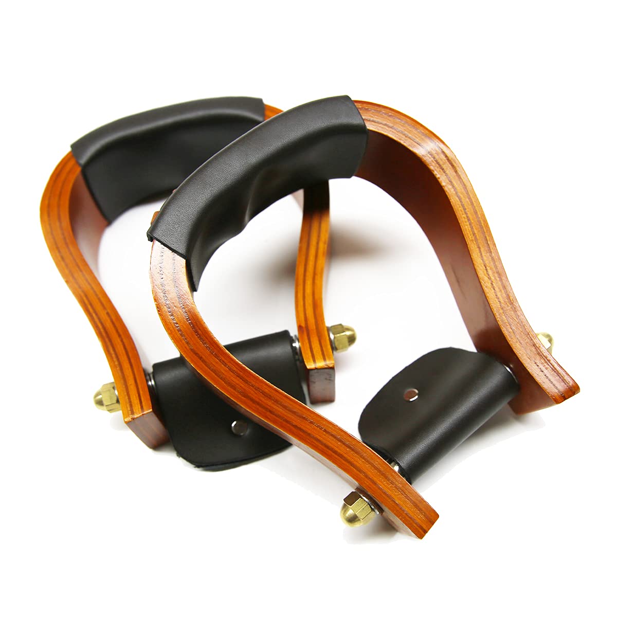 UNISTRENGH 1 Pair Safety Stirrups Horse Riding Bamboo Cowhide Treads Equestrian Horsing Accessories (Natural)