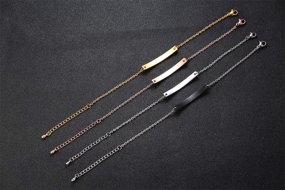 VNOX Set for 5 Customize Friendship Jewelry Stainless Steel Delicate Skinny Bar Adjustable Bridesmaid Bracelet