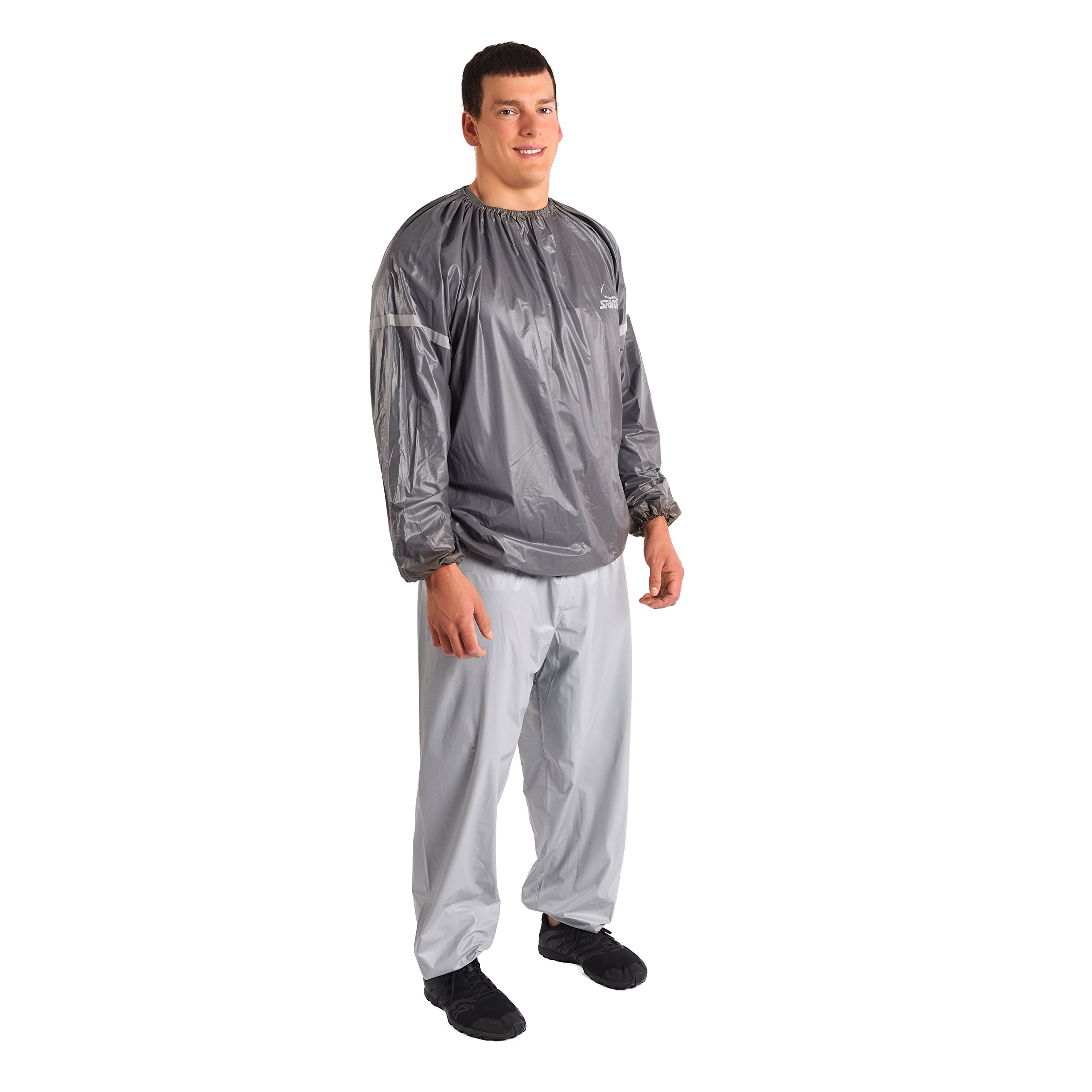 Stamina Sauna Suit (Waist Sizes 42"-50"), X-Large/XX-Large, Silver/Gray (05-0408)