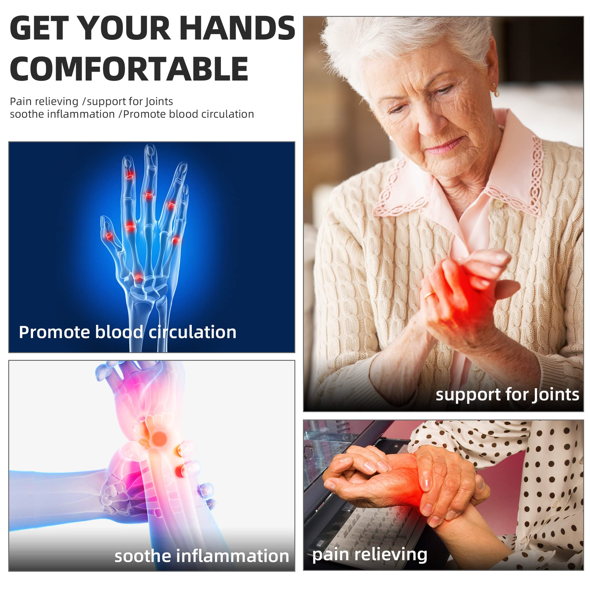 Vlela Arthritis Compression Gloves 2 Open Fingerless Copper Gloves for Carpal Tunnel Relief,Rheumatoid,Rsi,Swelling,Hand Pain (Black, Small (1 Pair))