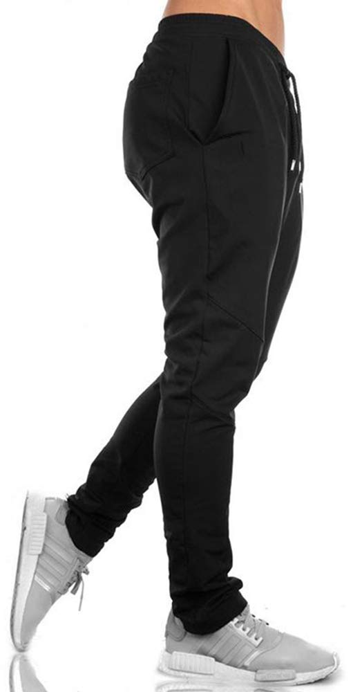TBMPOY Men's Tapered Running Jogger Athletic Sweatpants Gym Training Pants Black M