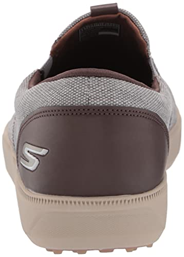 Skechers Men's Drive 4 Course Relaxed Fit Canvas Slip on Golf Shoe, Brown, 10.5