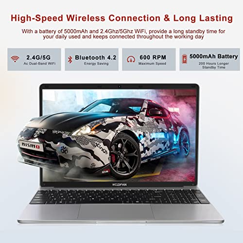 Ruzava 15.6 Inch Laptop Computer, 6GB+128GB SSD, Win 10 Laptop, Celeron J4105 1.5Ghz Processor Notebook, 1920x1080 IPS Display, 2.4G+5G WiFi, BT4.2, Numpad, Fast Charge,WOZIFAN Gray