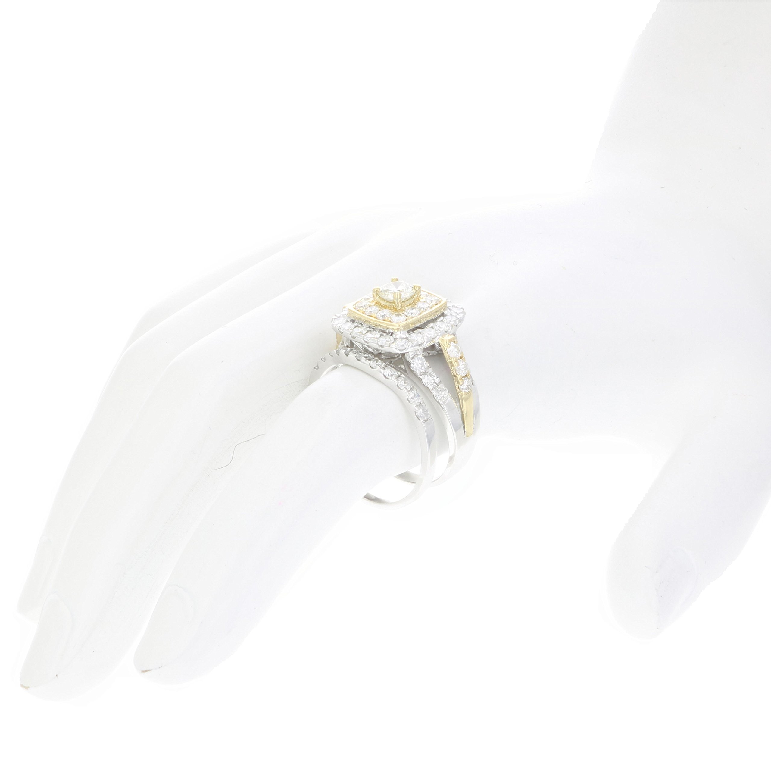 Vir Jewels 1.87 cttw Diamond Wedding Engagement Ring Bridal Set 14K Two Tone Gold Size 6